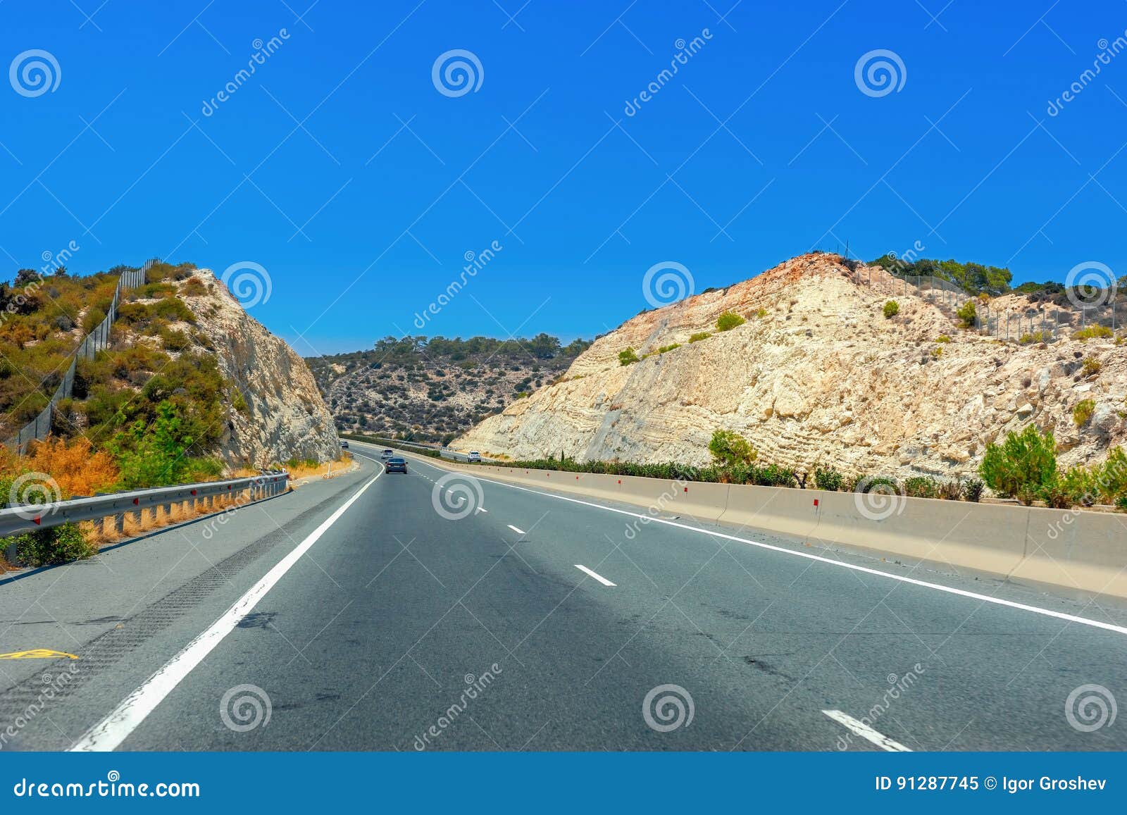Hilly highway in Cyprus stock image. Image of scenery - 91287745