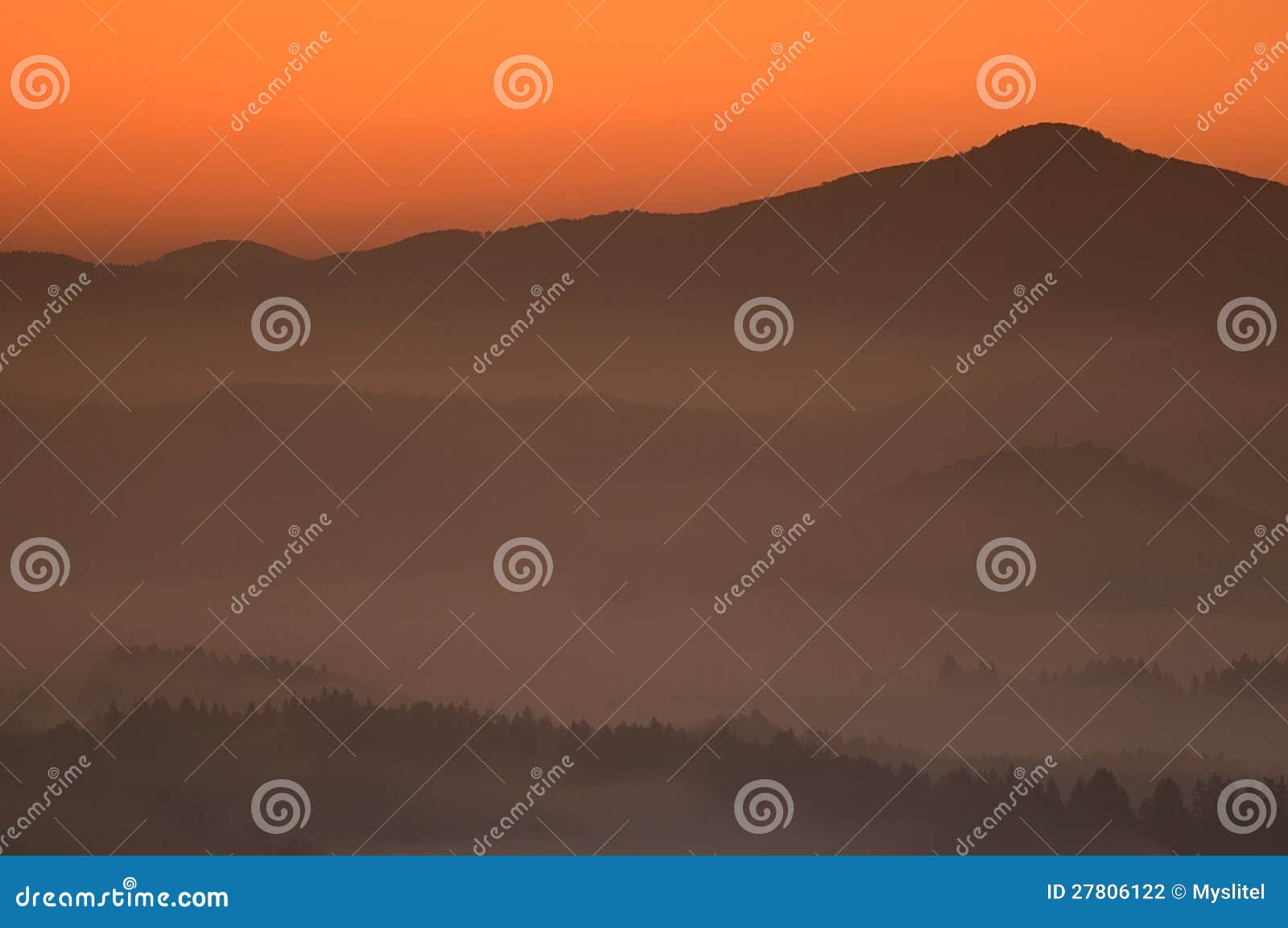 Hilly landscape with fog stock photo. Image of mist, fresh - 27806122
