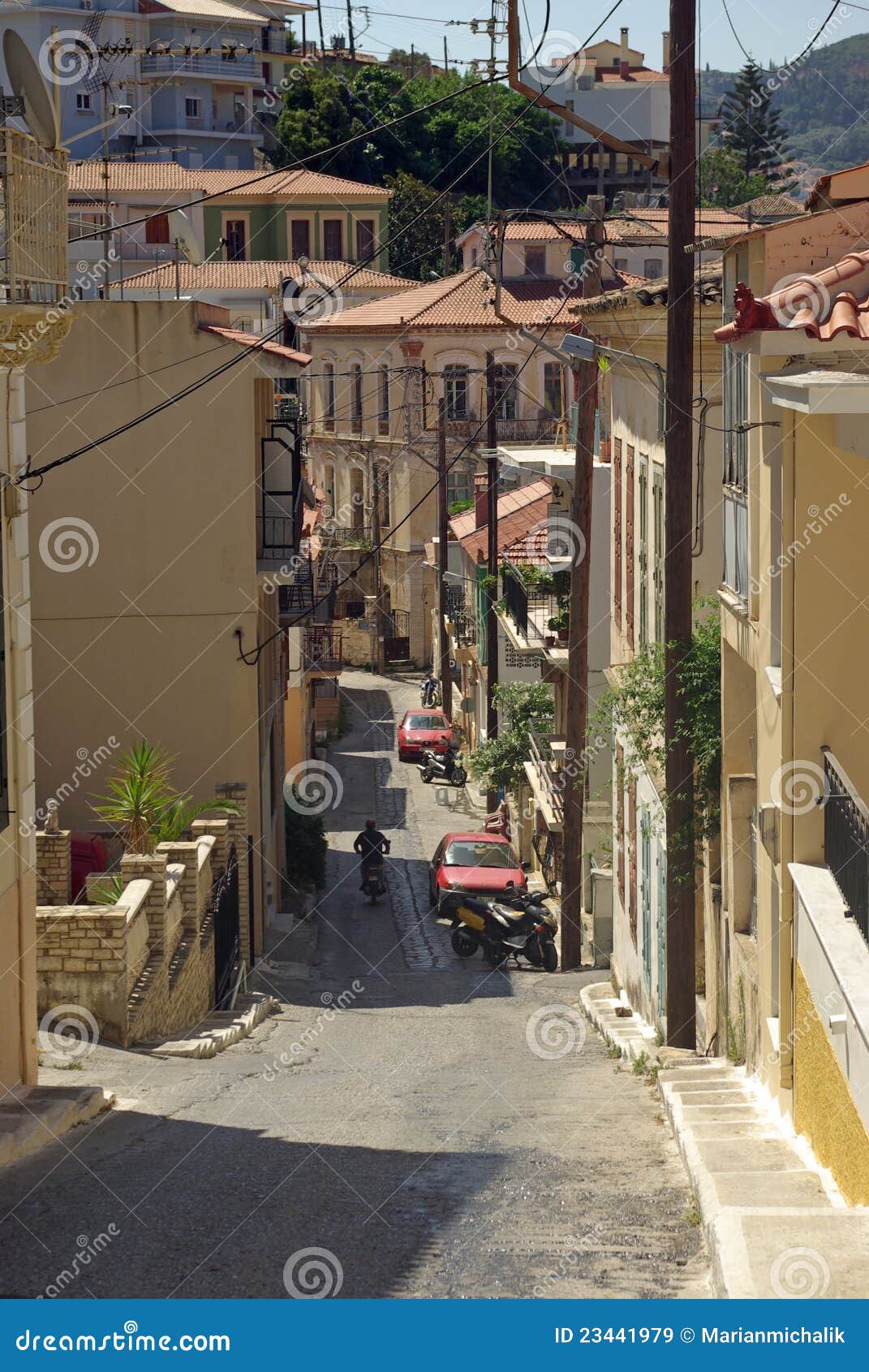 Hilly Road in Samos City - Samos Island Stock Image - Image of island ...