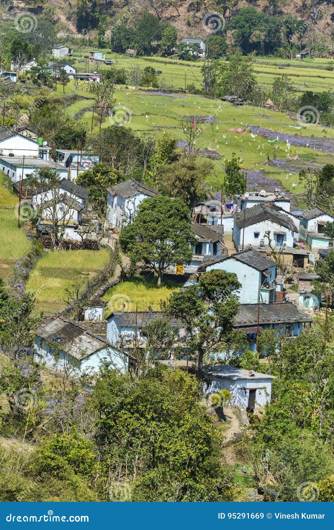 Hilly village stock image. Image of hard, greenery, mountains - 95291669