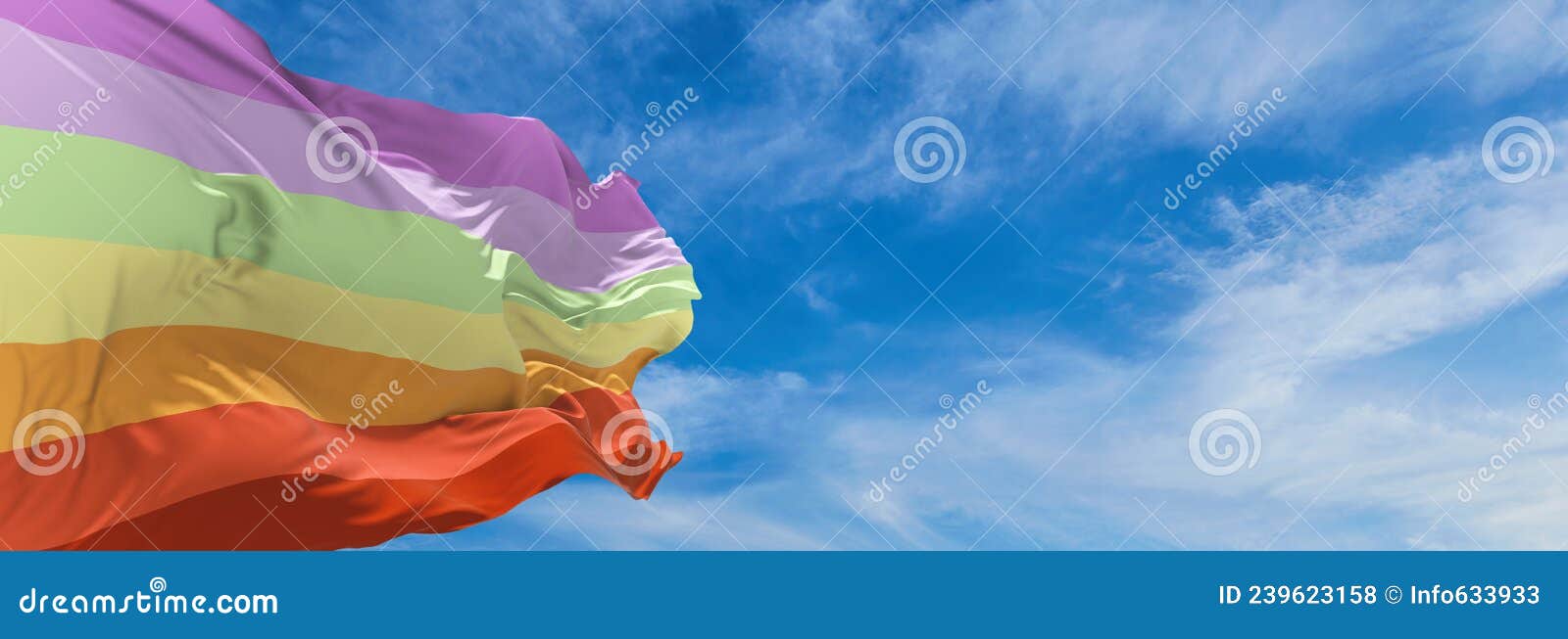 He Him Lesbian Pride Flag Waving In The Wind At Cloudy Sky Freedom And