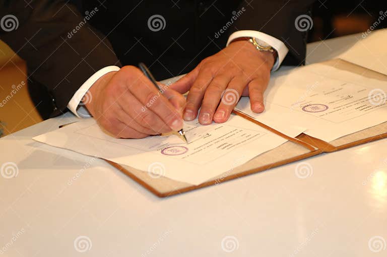 Him Signing it (Wedding Ceremony) Stock Image - Image of occasion ...