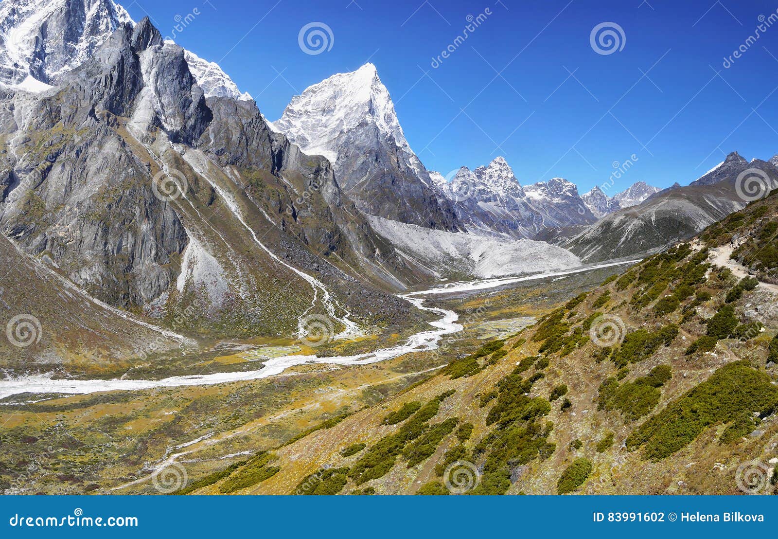 Himalaya berglandskap arkivfoto. Bild av tibet, flod - 83991602
