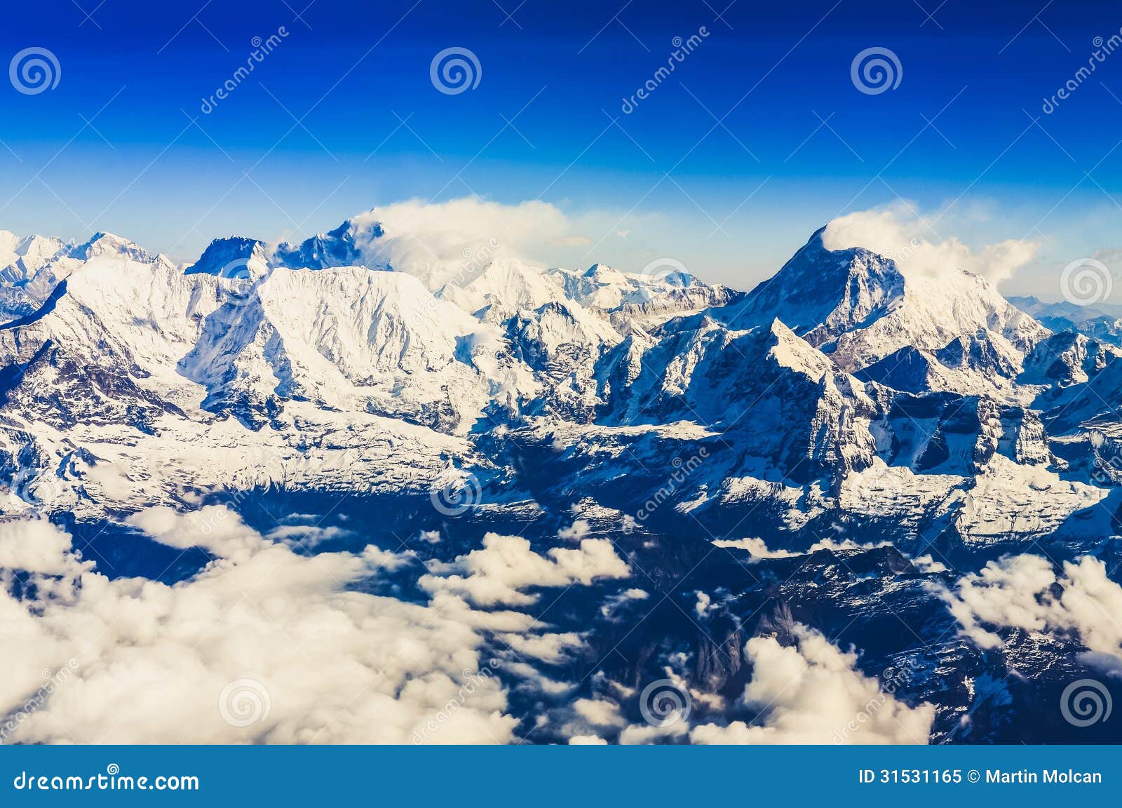 Himalaya Everest Range View from Mountain Flight Stock Image - Image of ...
