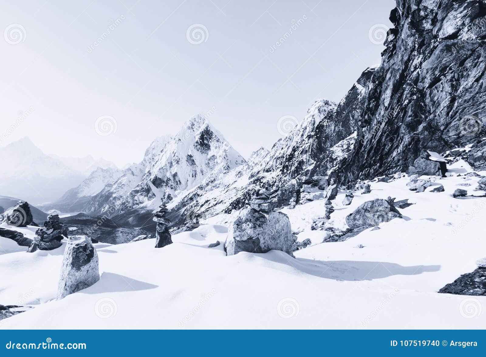 Himalaya Mountains Covered with Snow at Daybreak Stock Photo - Image of ...