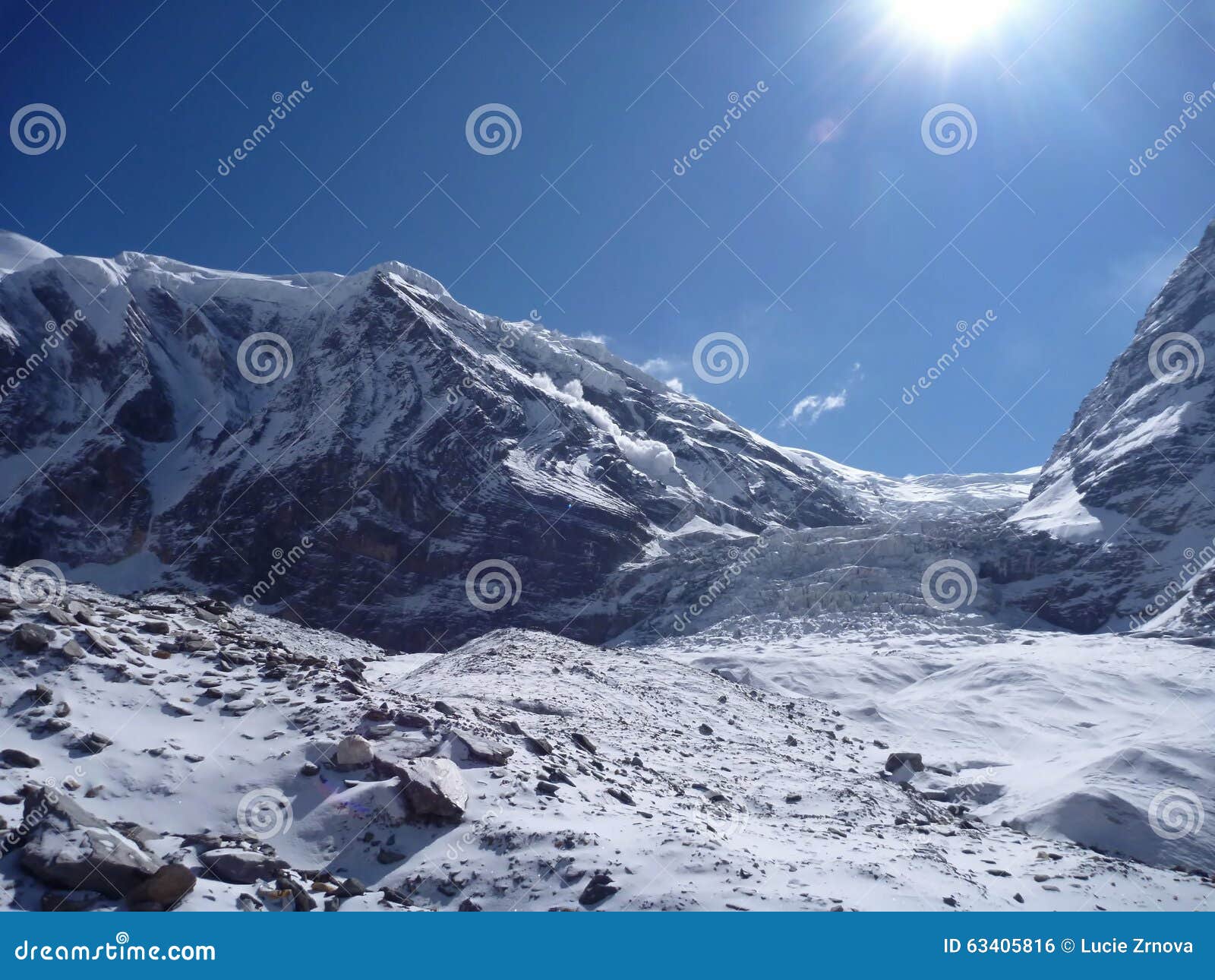 Himalayan Mountain Range with Rocks and Snow Stock Photo - Image of ...