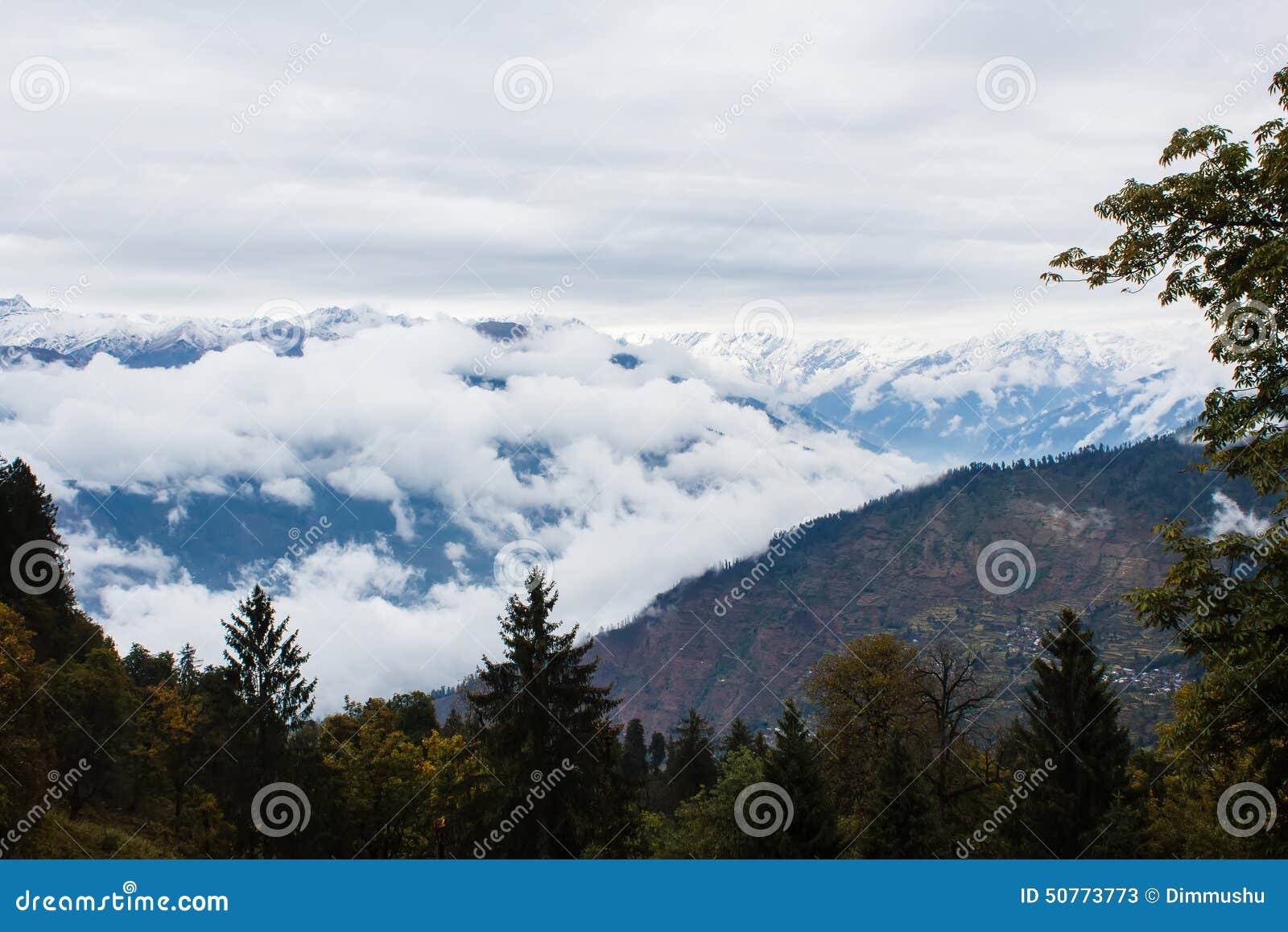 Himalayan Mountains Covered with Clouds in Overcast Weather Stock Image ...