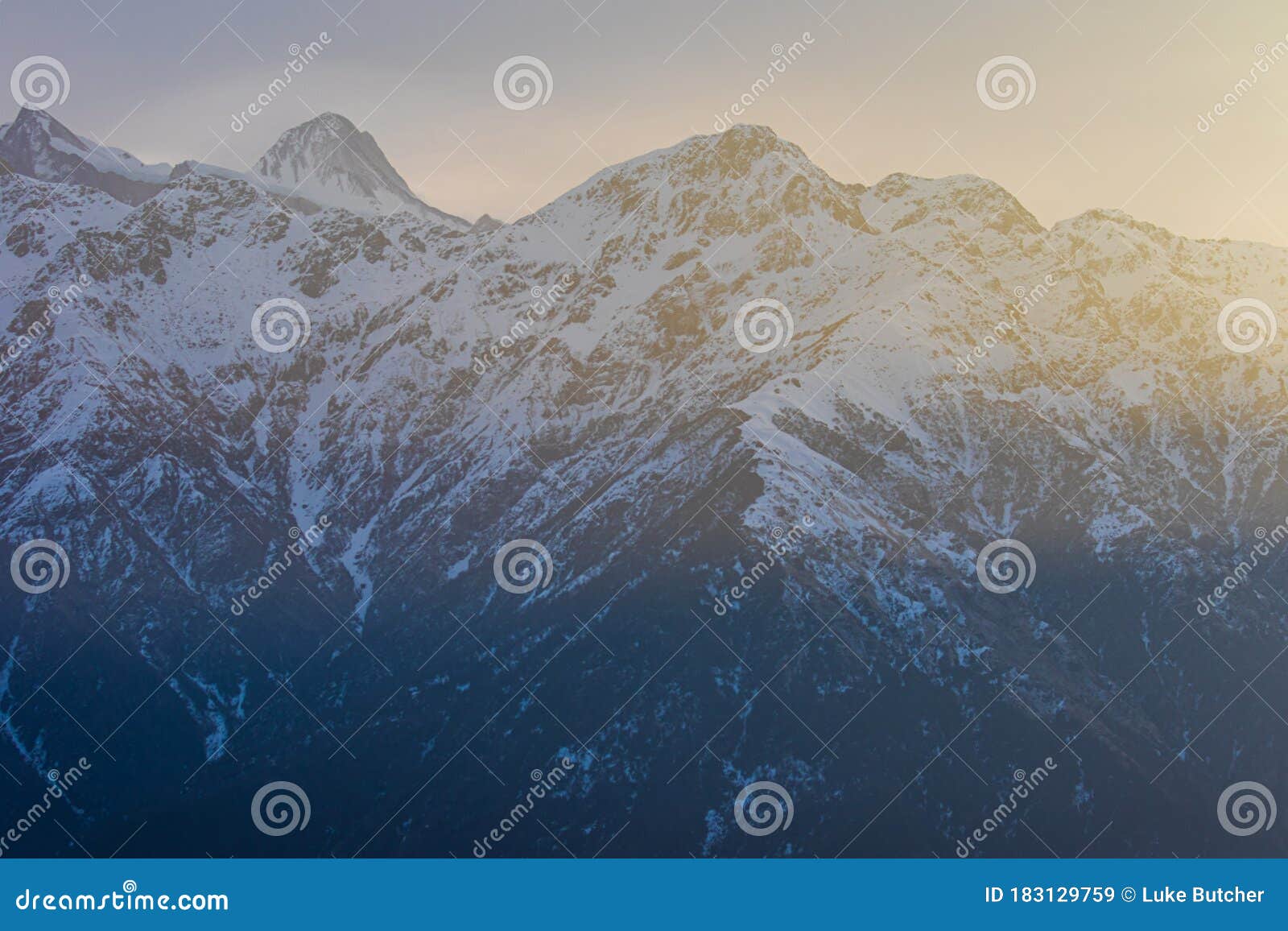 Himalayan Mountains at Sunrise with Light Beams Stock Image - Image of ...