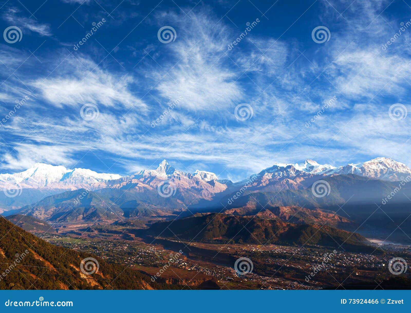 Himalayan Mountains View from Sarangkot, Pokhara Stock Photo - Image of ...