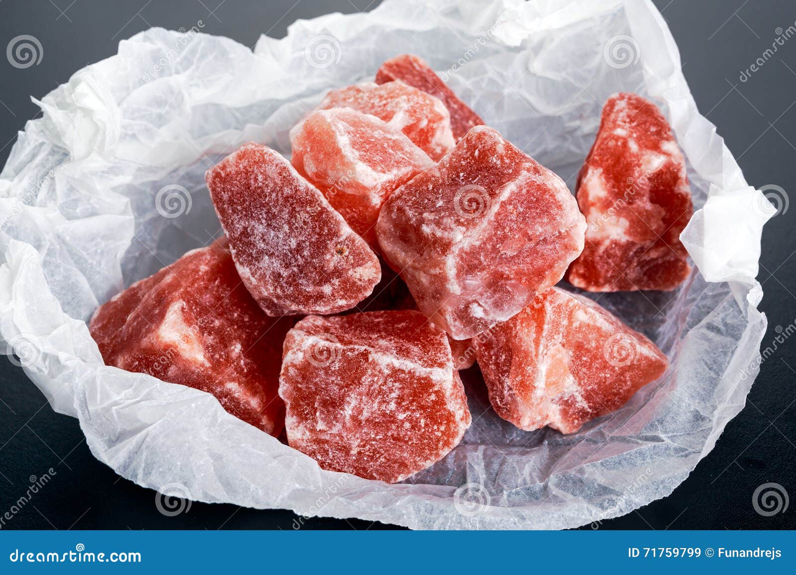 Himalayan Pink Crystal Salt on Crumpled Paper Stock Image - Image of ...