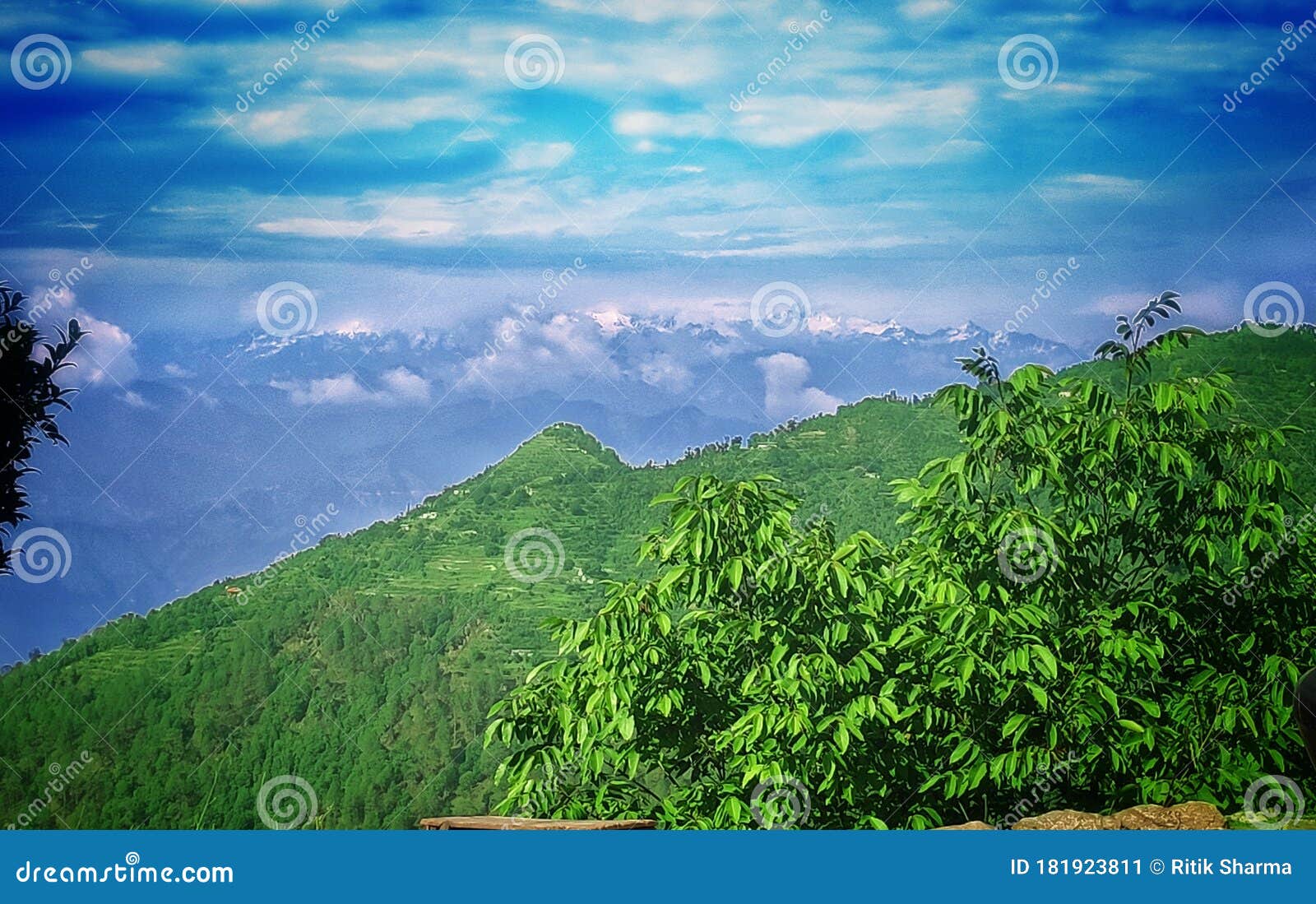 Himalayan Range View from Kanatal Stock Image - Image of range ...
