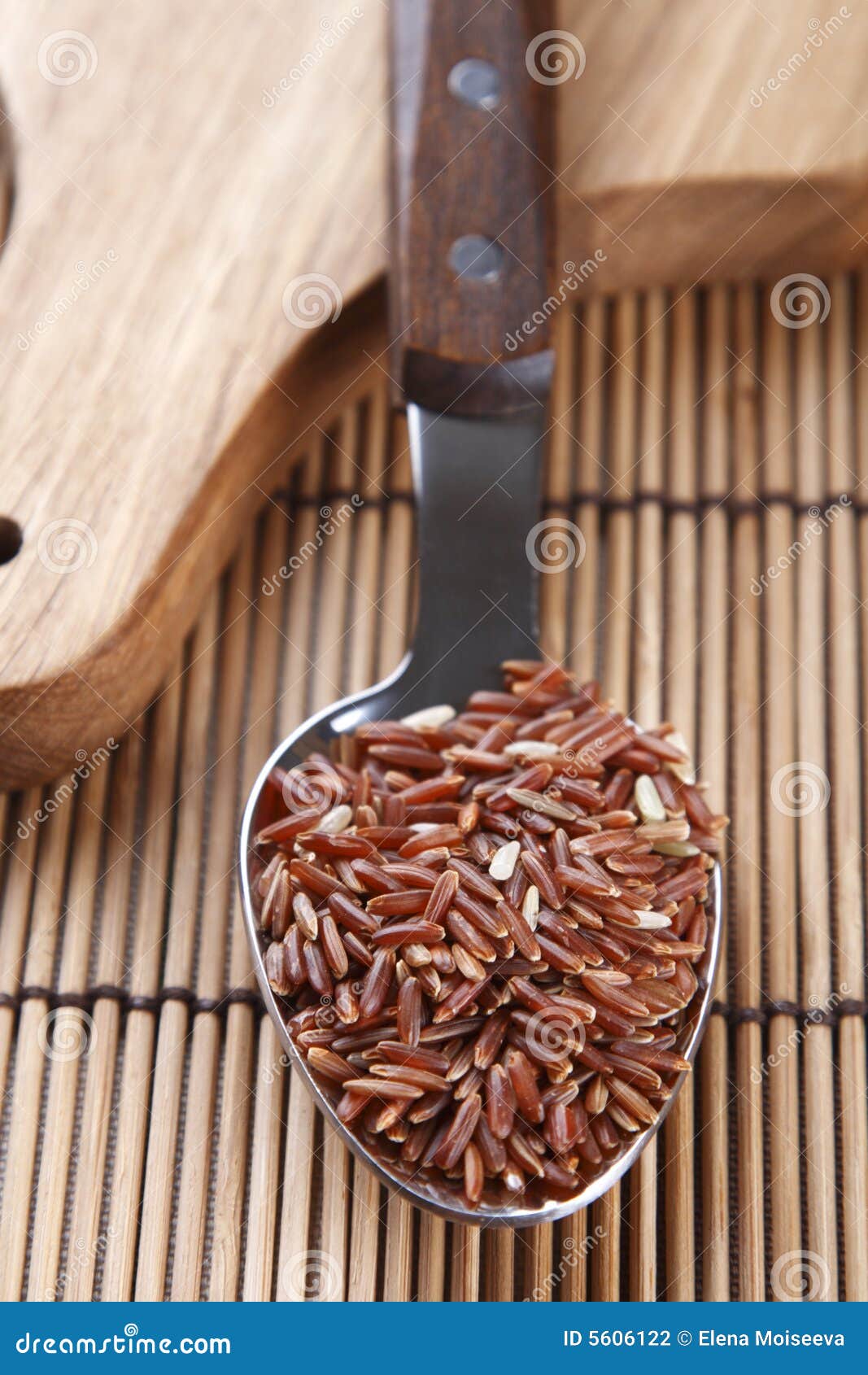 Himalayan Red Long Grain Rice in Spoon Stock Photo - Image of asia ...