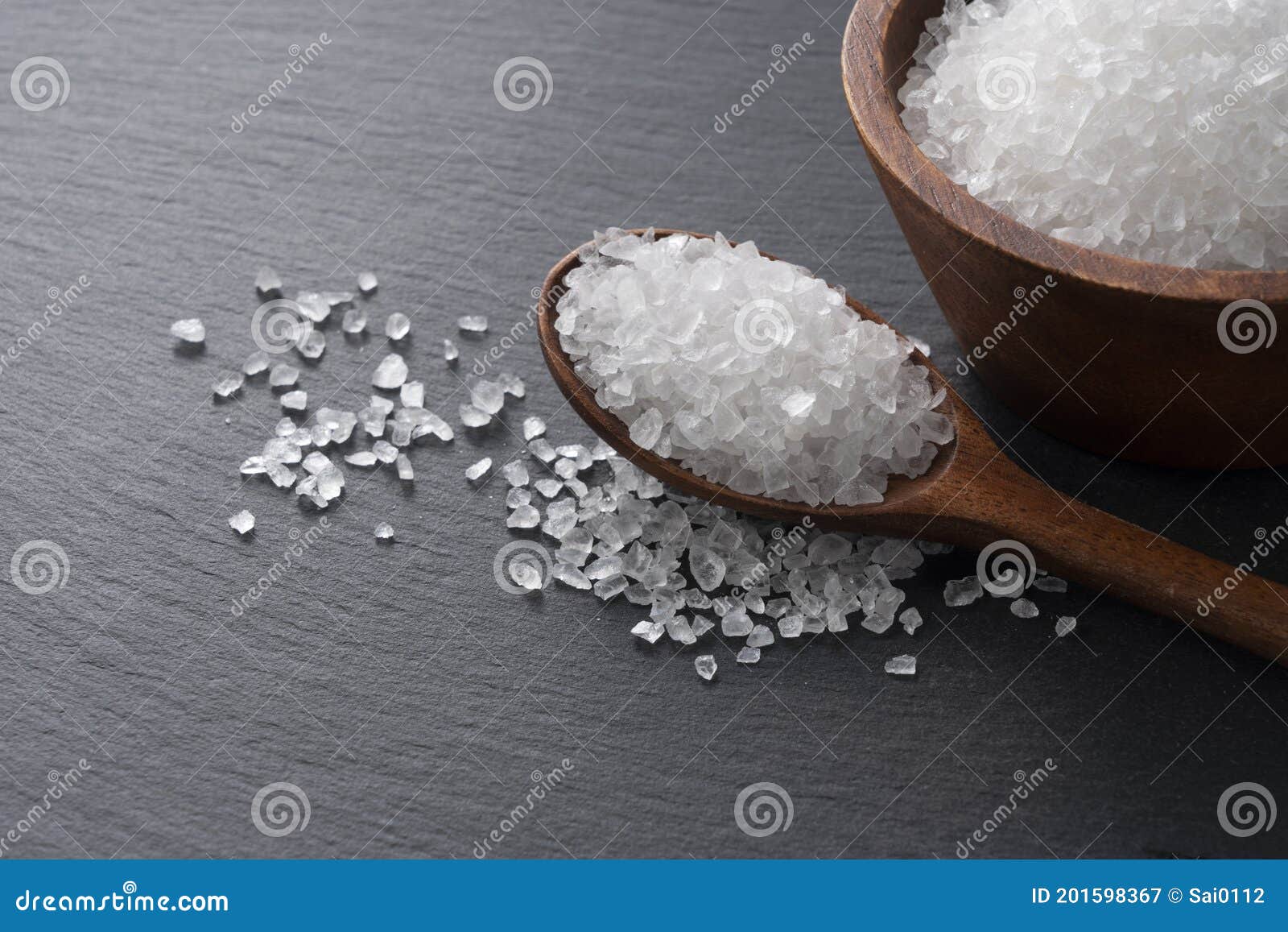 Himalayan Rock Salt and Mint on a Black Background Stock Image - Image ...
