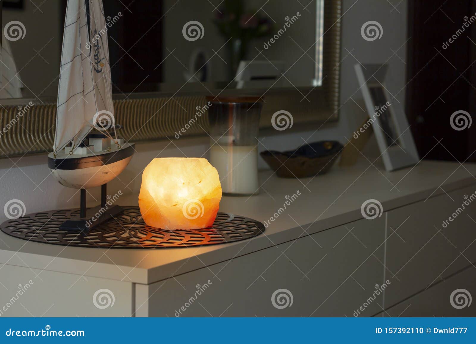Himalayan Salt Lamp Glowing in Dark Stock Photo - Image of himalayan ...