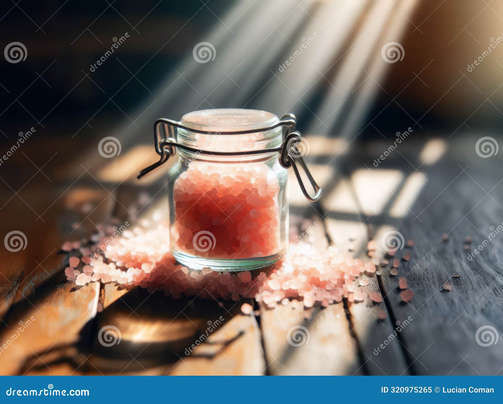 Himalayan Salt Rustic Grungy Wooden Table ,sun Rays Stock Illustration ...