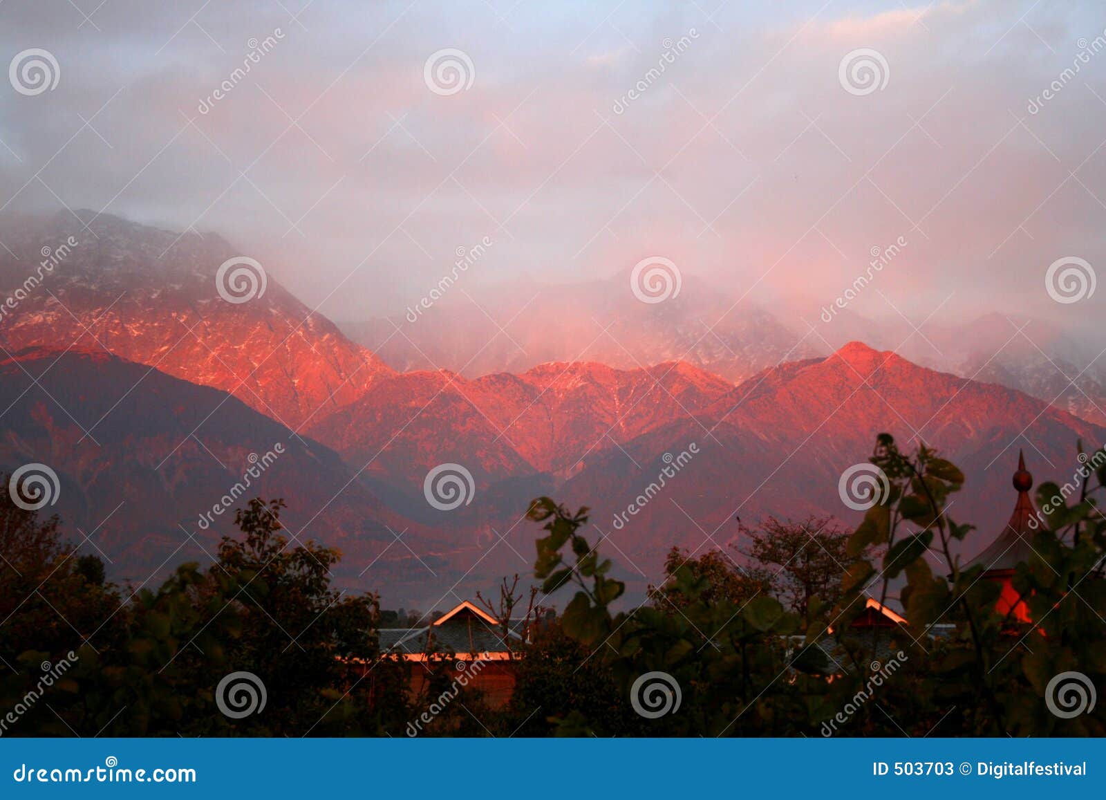 Himalayan Sunset from Dharamsala India Stock Image - Image of hues ...