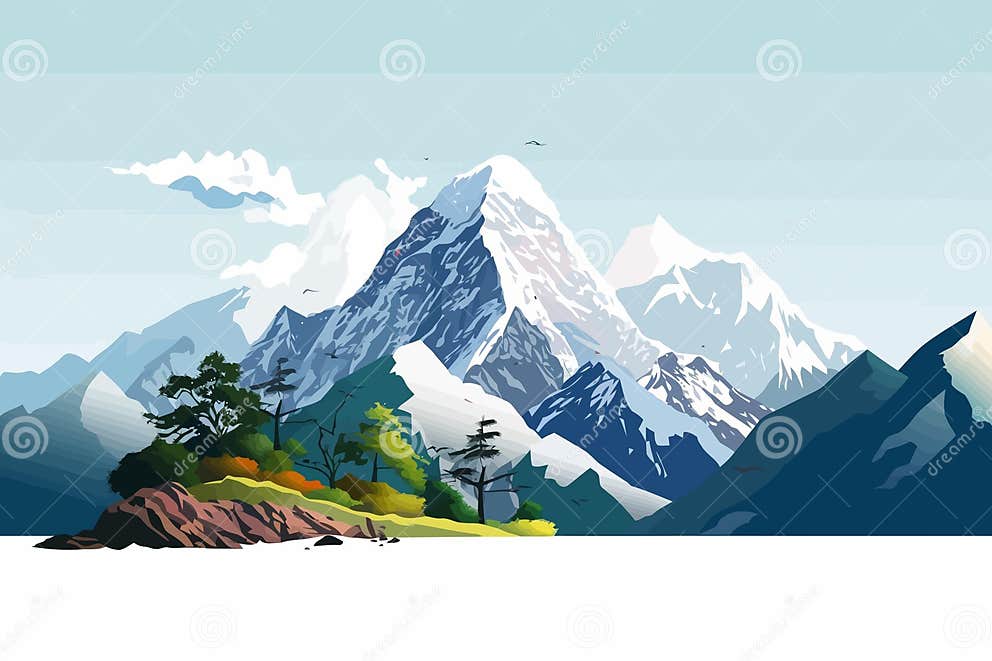 Himalayas Vector Flat Minimalistic Isolated Vector Style Illustration ...