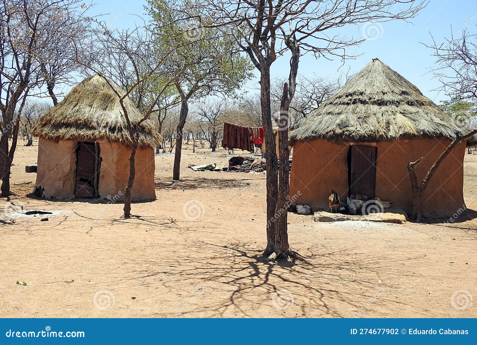 Himba Tribe Village, Outjo, Namibia Stock Photo - Image of safari ...