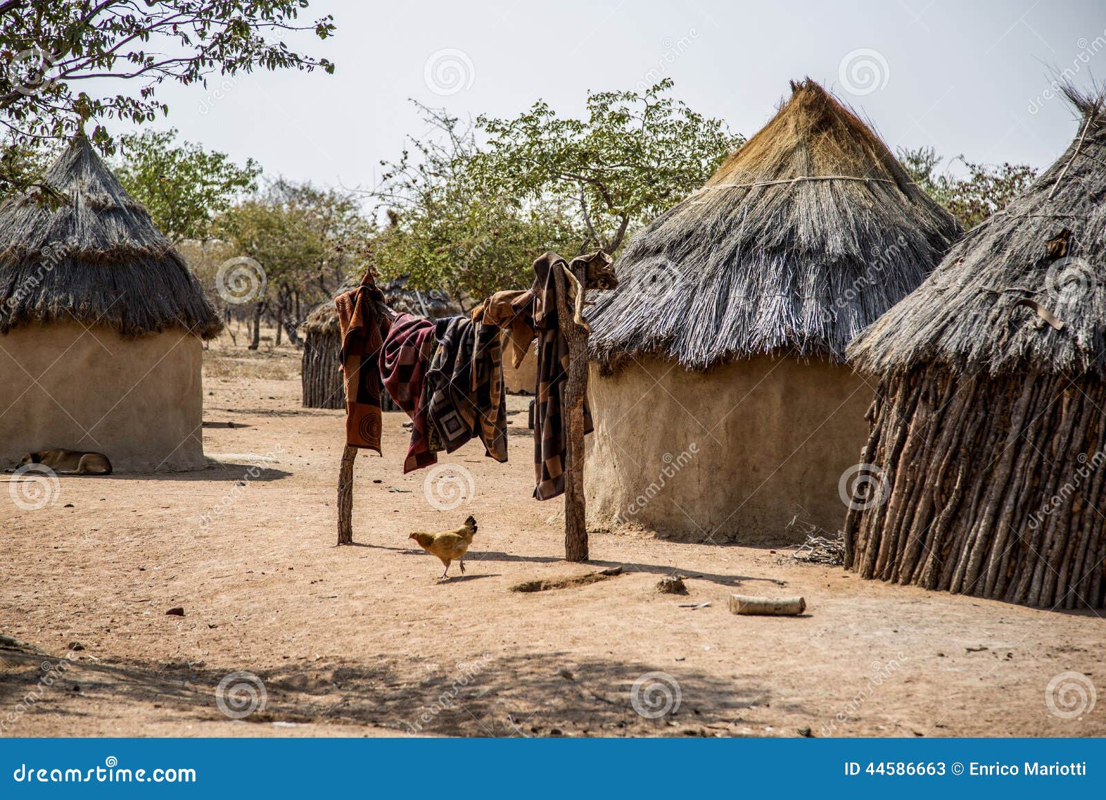 Himba Village - Fireplace For The Sacred Ancestral Fire And Cattle ...