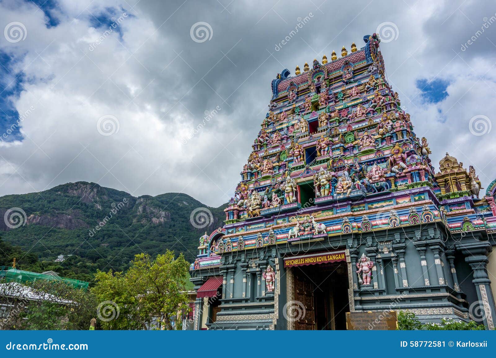 Hindischer Tempel - Victoria - Seychellen Stockbild - Bild von ...