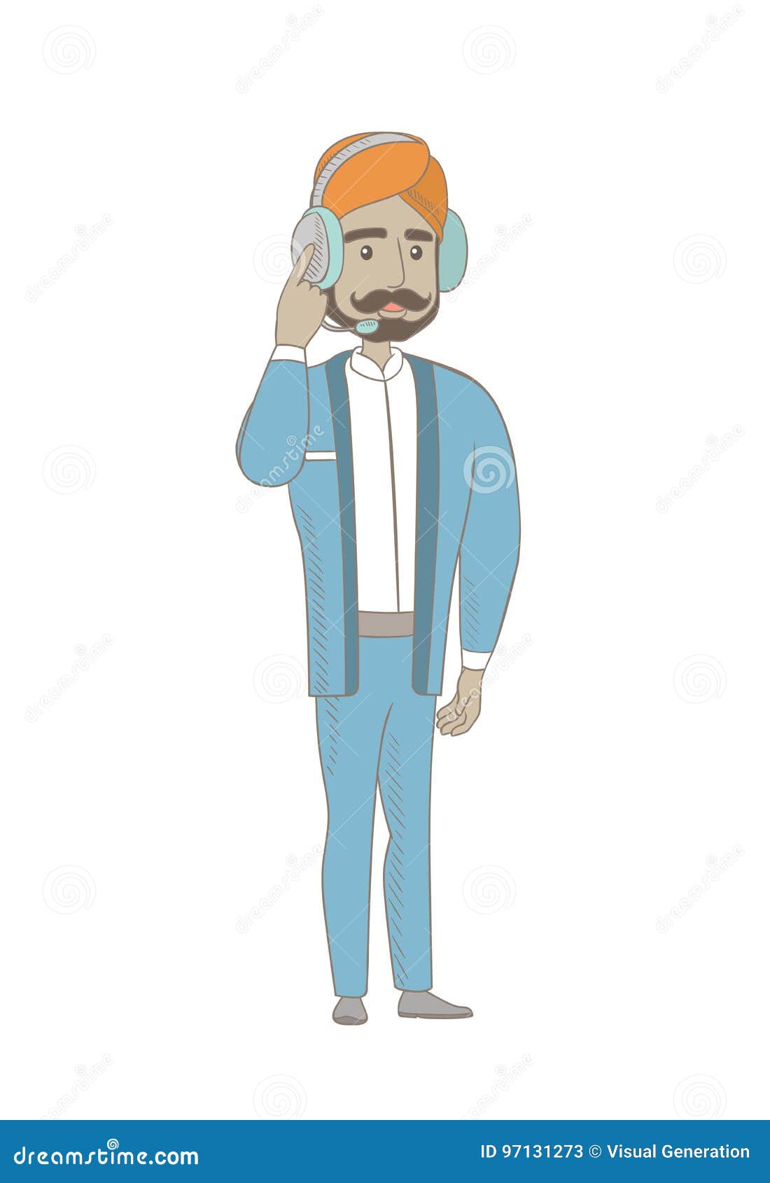 Hindu Customer Service Operator in Headset. Stock Vector - Illustration ...