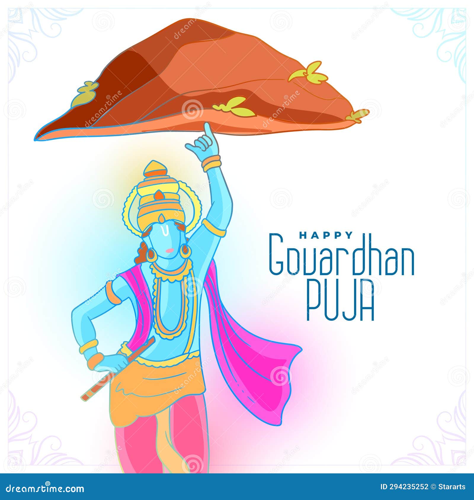 Traditional Govardhan Puja Wishes Background With Krishna Silhouette ... Traditional Govardhan Puja Wishes Background With Krishna Silhouette ...
