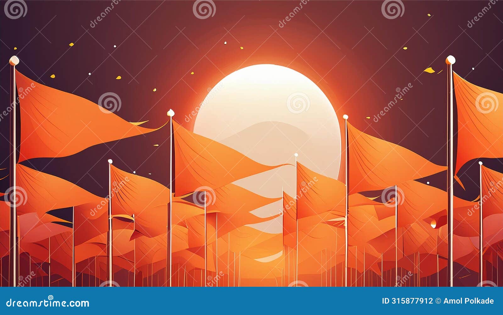 Hindu Flags with Big Withe Sun Graphic Illustration Stock Illustration ...