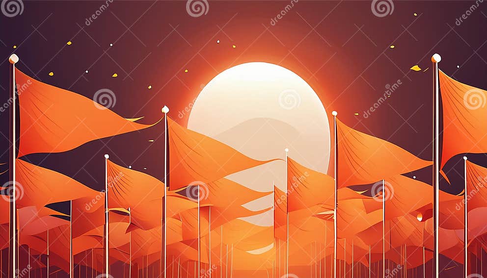 Hindu Flags with Big Withe Sun Graphic Illustration Stock Illustration ...