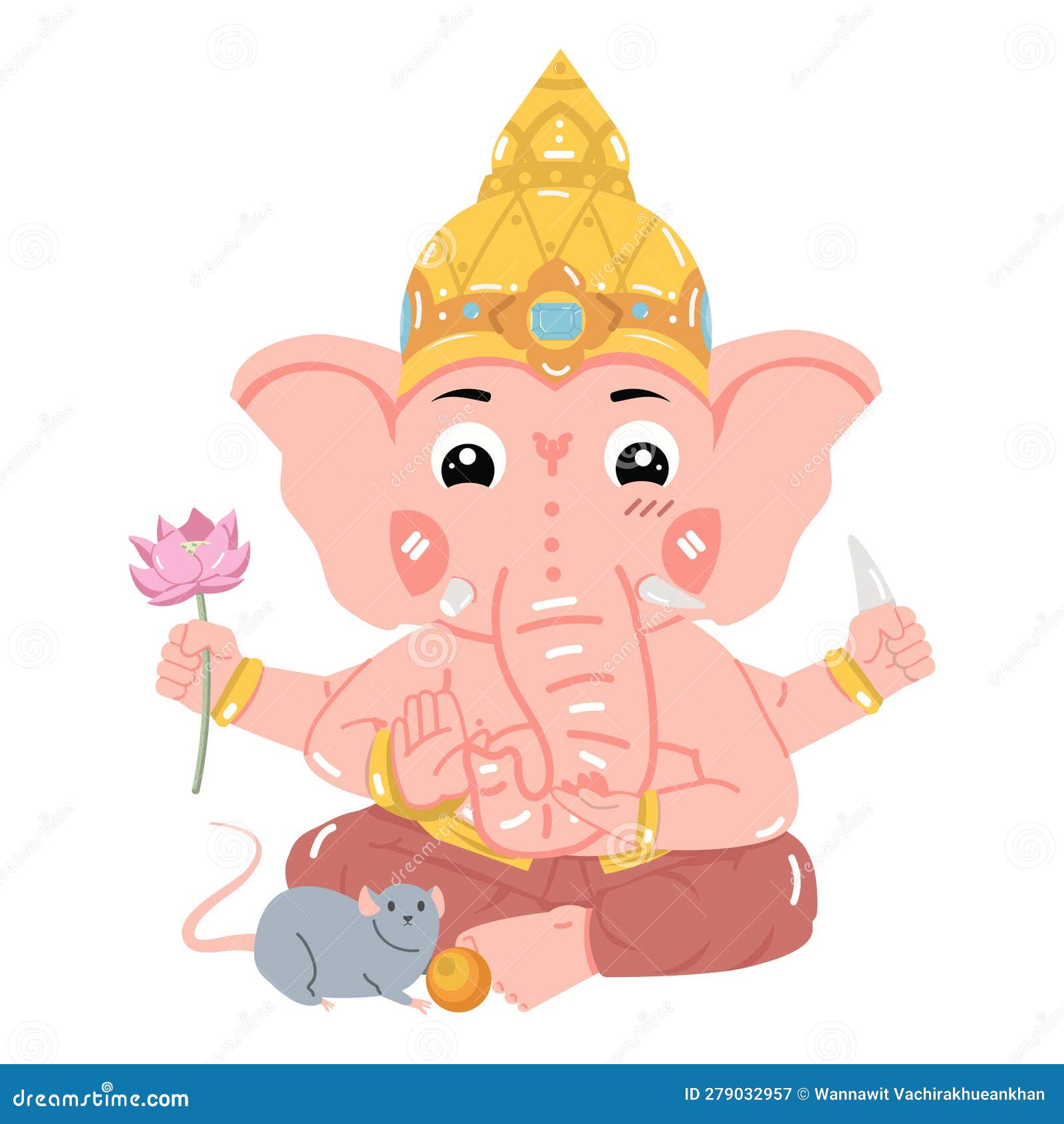 Hindu God Ganesha with Rat Vector Stock Vector - Illustration of ...