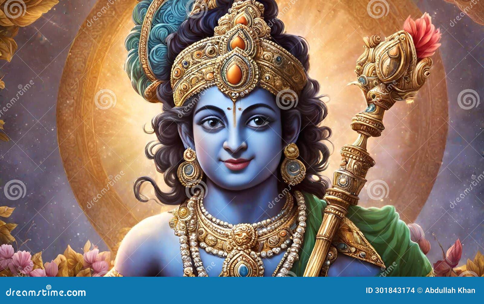 Hindu God Krishna stock illustration. Illustration of krishna - 301843174