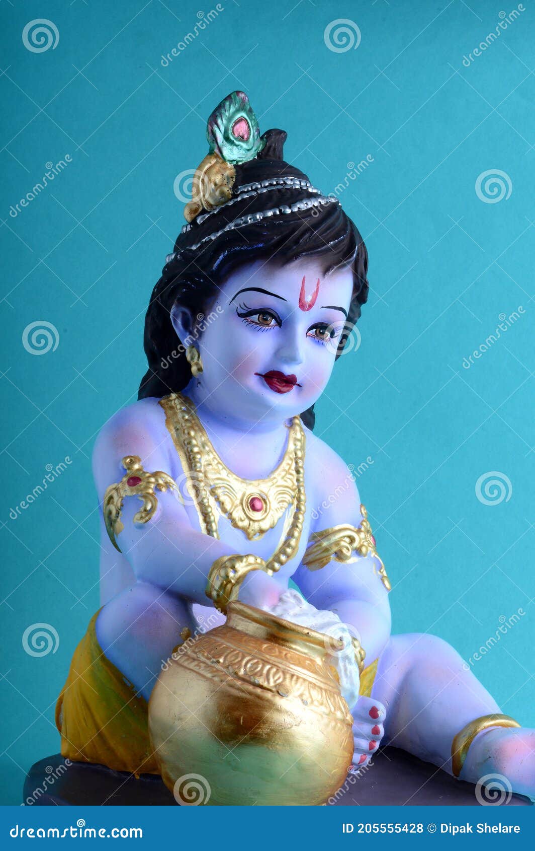 Hindu God Krishna on Blue Background Stock Photo - Image of kanha ...