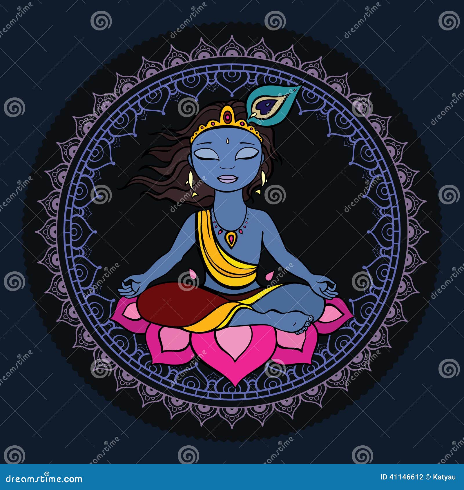 Hindu God Krishna. Vector Illustration | CartoonDealer.com #42414106