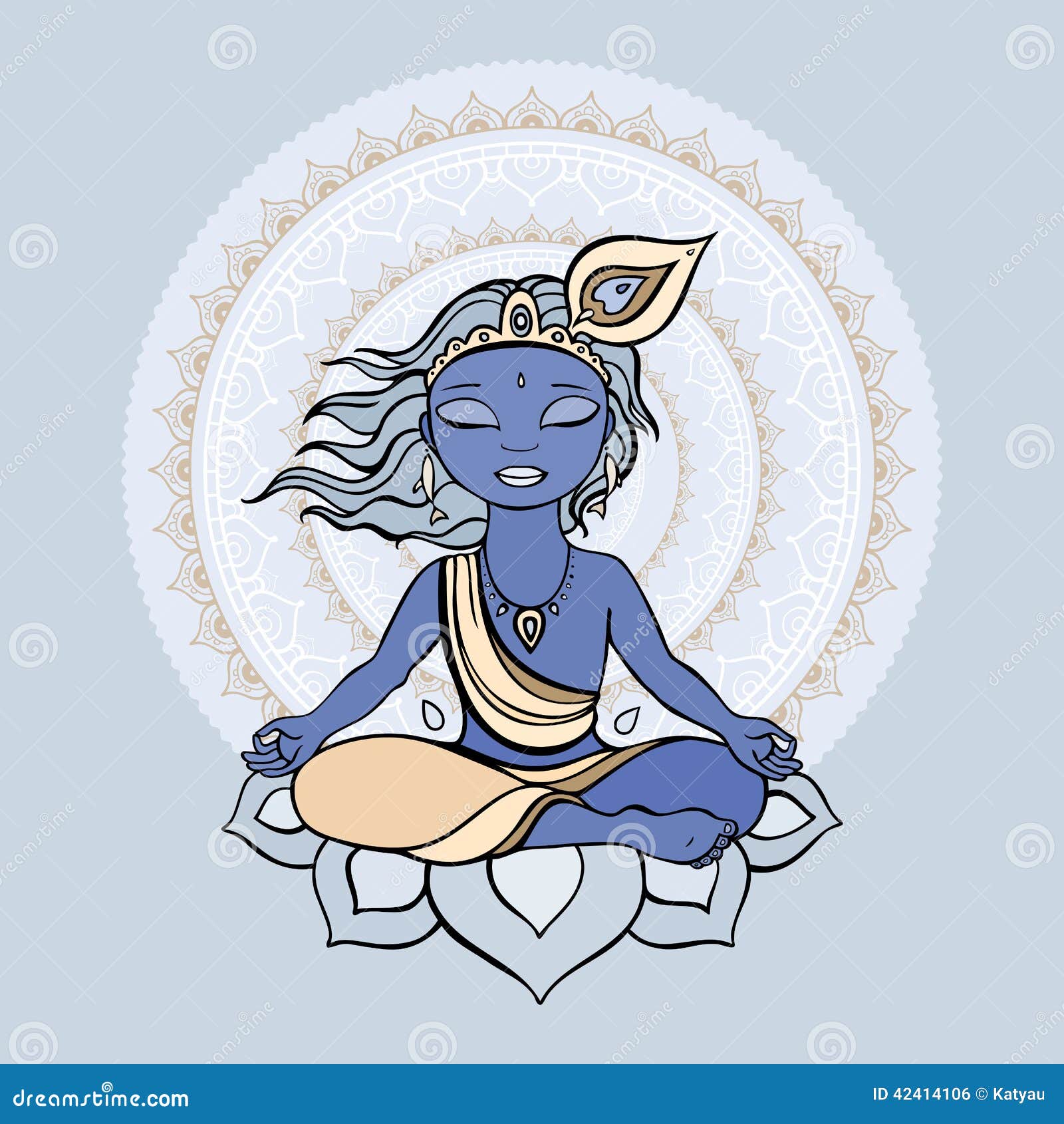 Hindu God Krishna. stock vector. Illustration of india - 42414106