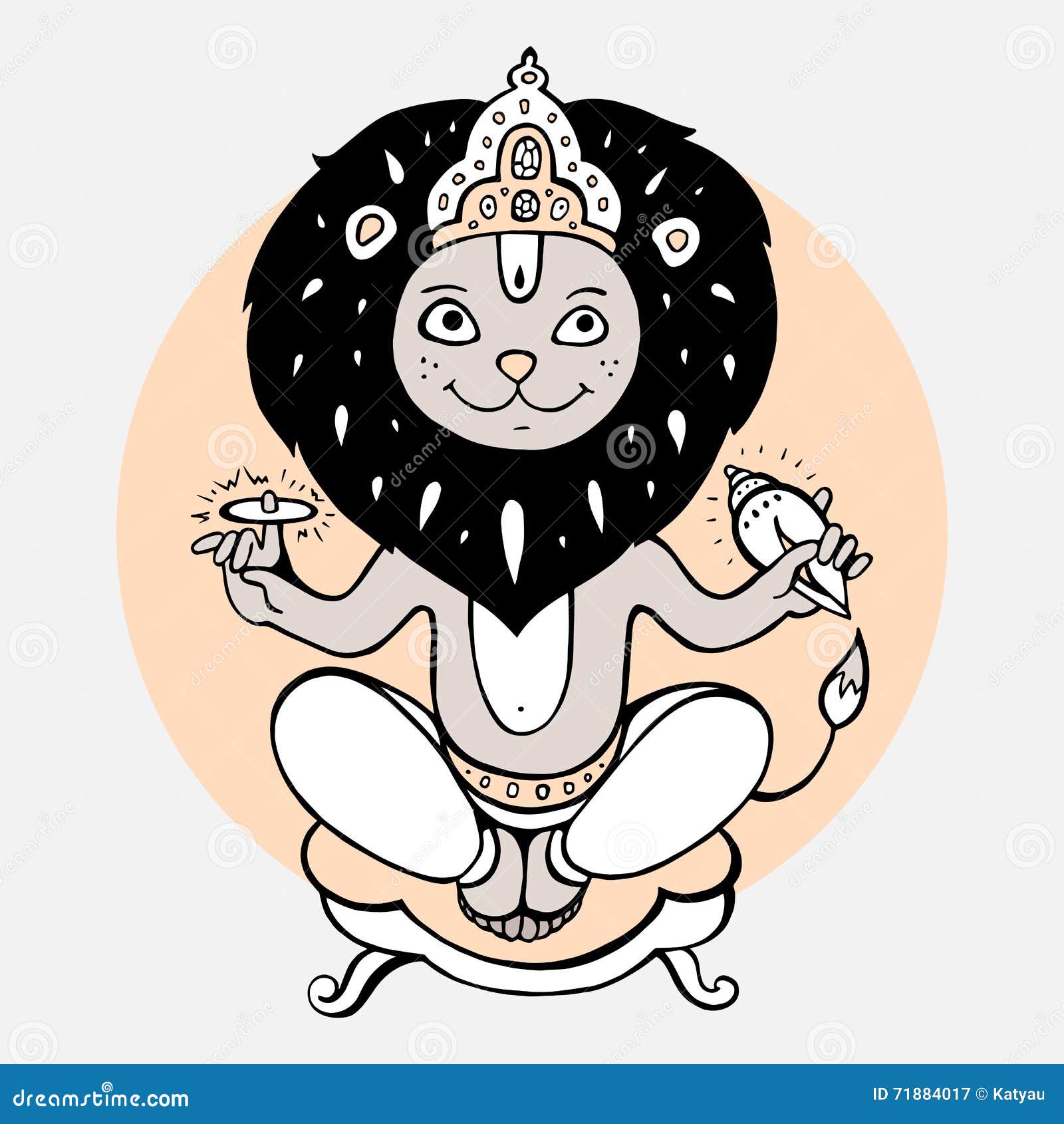 Lord Narasimha The Fourth Avatar Of The Hindu God Vishnu With Hindi ...