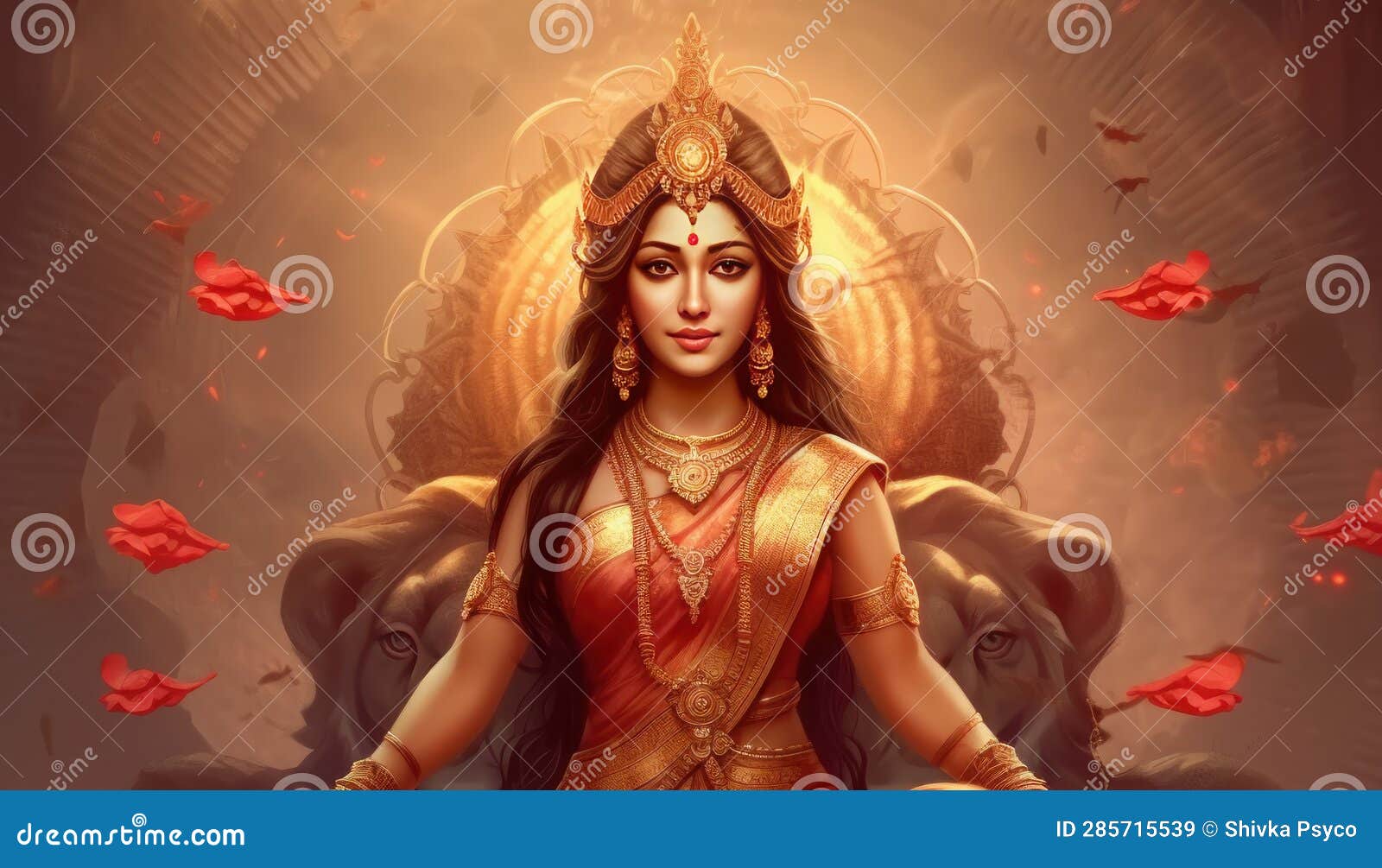 Hindu Goddess Durga Symbol of War and Win Generative AI Stock ...