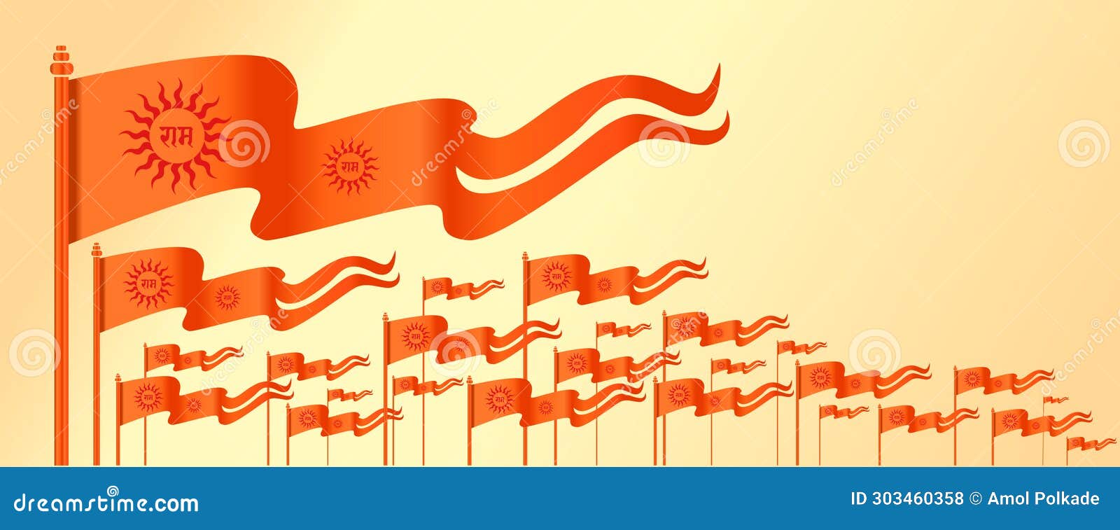 Hindu Bhagwa Flag Icon. Sanatan Orange Flag Sign Cartoon Vector ...