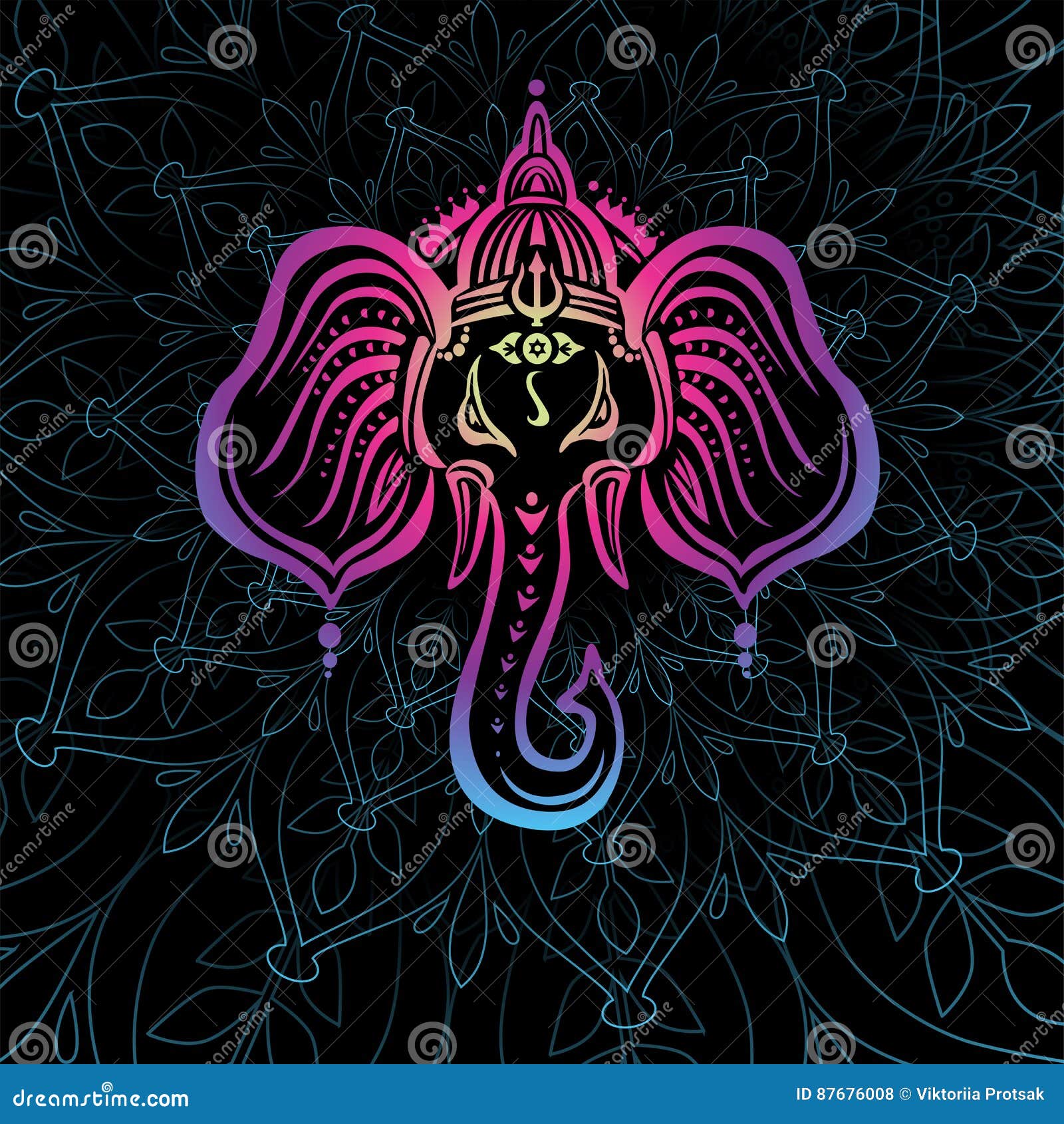 Hindu Lord Ganesha Over Mandala Stock Vector - Illustration of hinduism ...