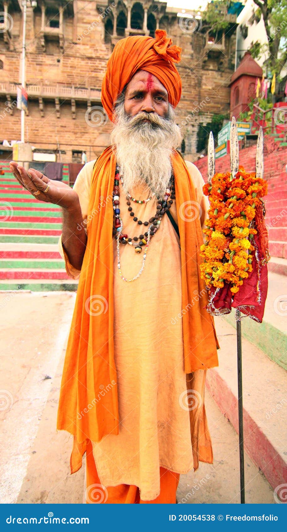 A Hindu Monk Is Doing Prayer At Varanasi,India Editorial Stock Photo ...