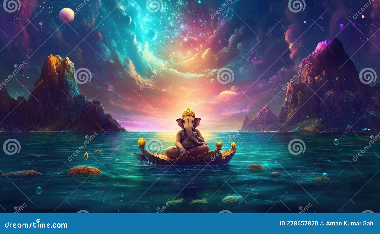 Hindu Mythology God Ganesh. Created with Generative AI Technology ...