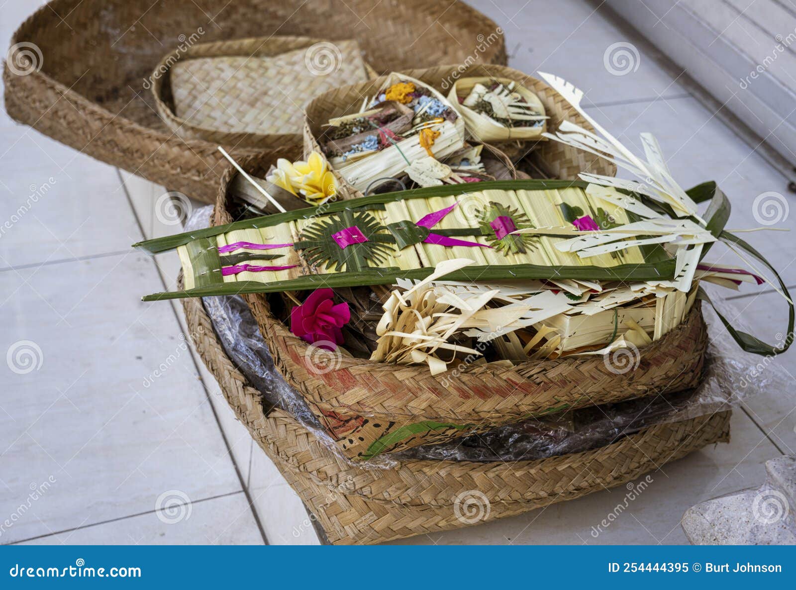 Indonesia - Hindu Offering Baskets Seen in Bali Stock Image - Image of ...