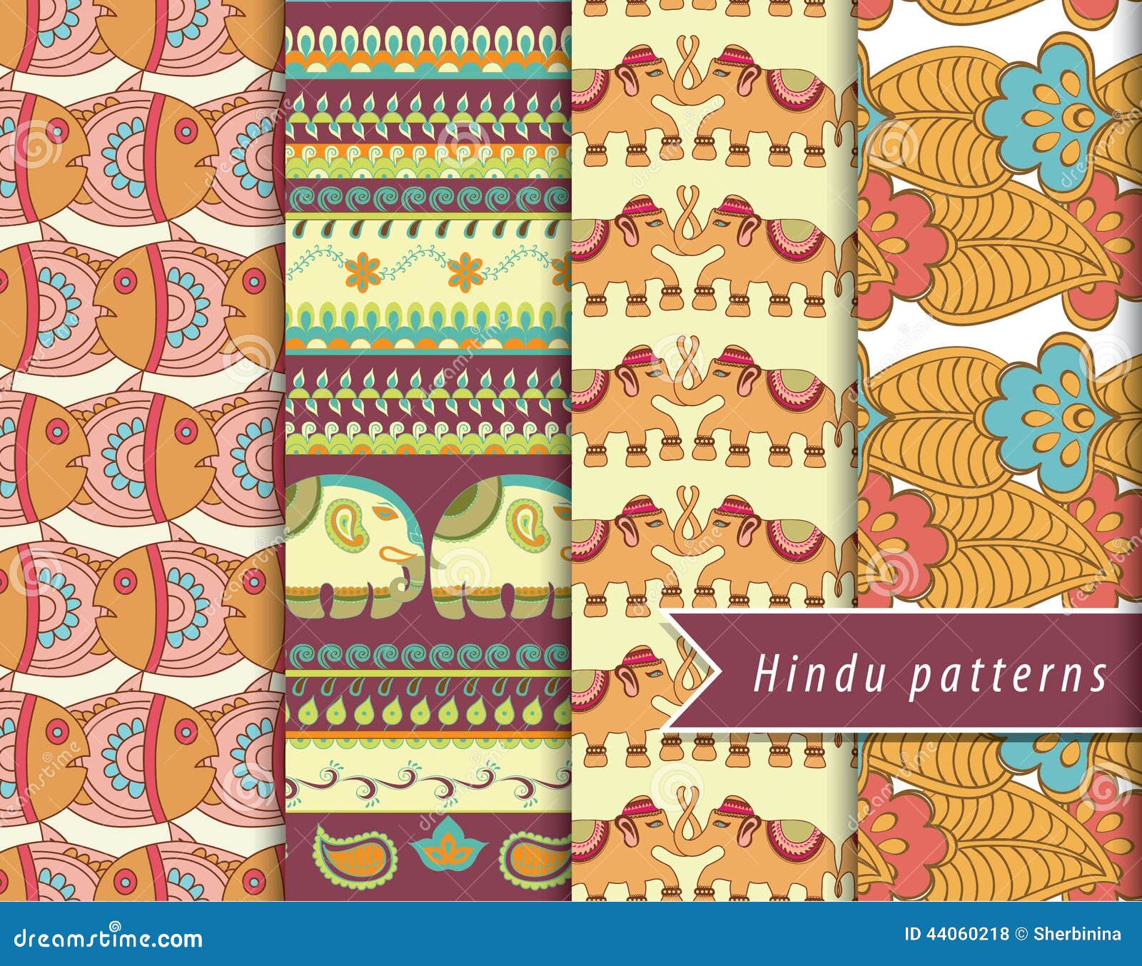 Hindu patterns set stock vector. Illustration of embroidery - 44060218