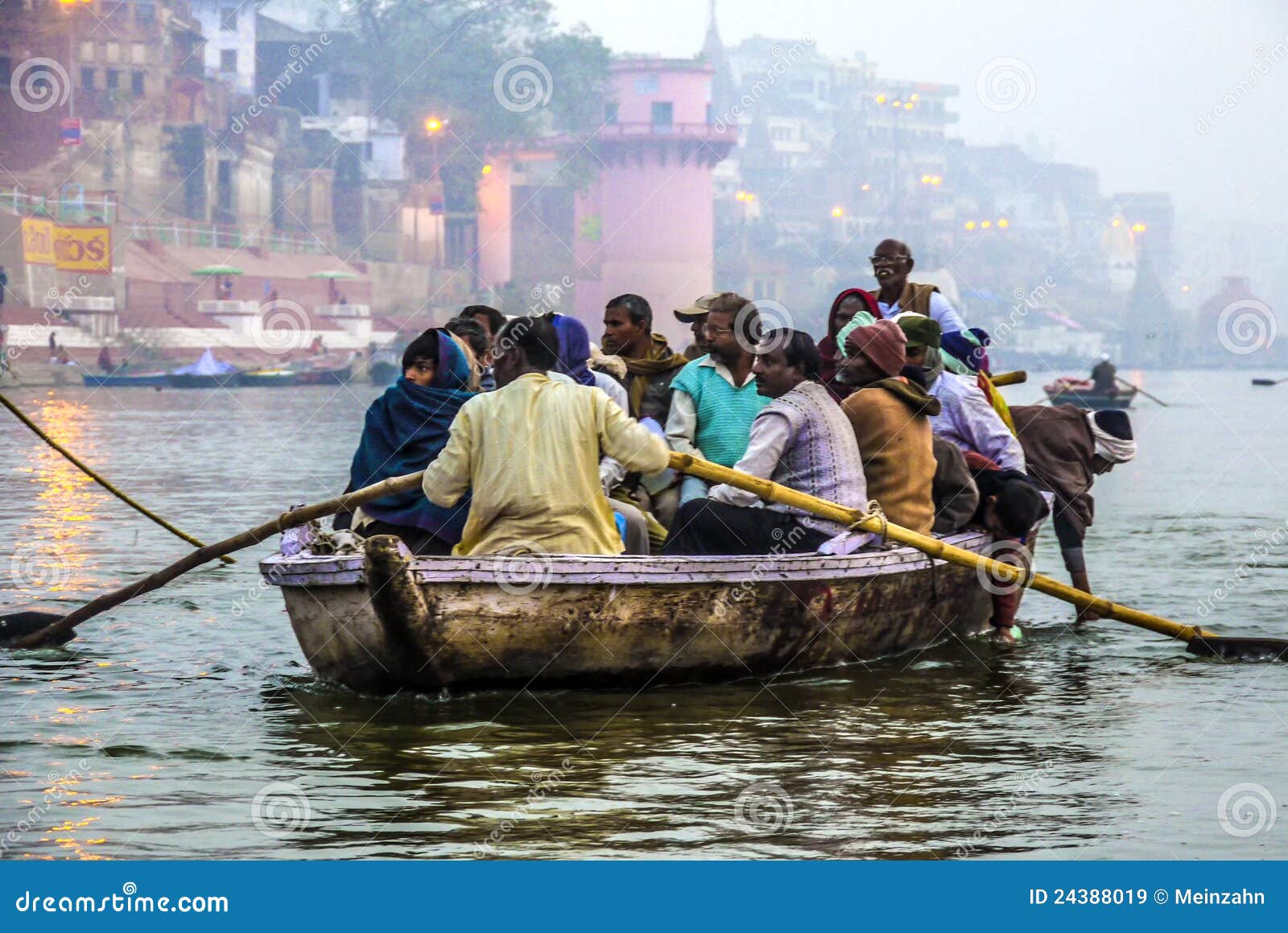 Hindu People in a Boat on River Editorial Stock Image - Image of ...