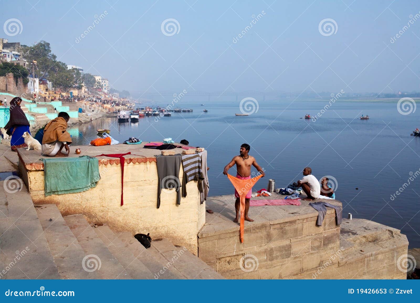 Hindu Pilgrims after Bathing in the Sacred Ganges Editorial Stock Photo ...