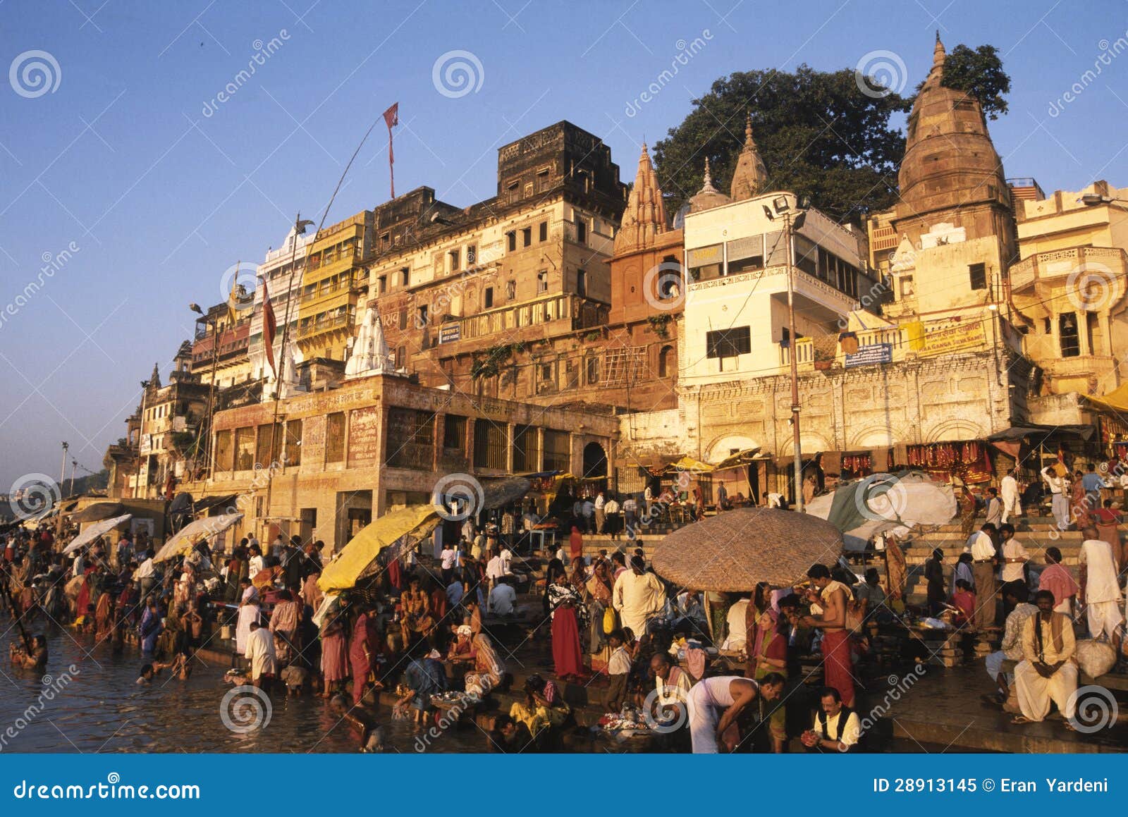 Hindu Pilgrims in a Ghat in Varanasi, India Editorial Image - Image of ...