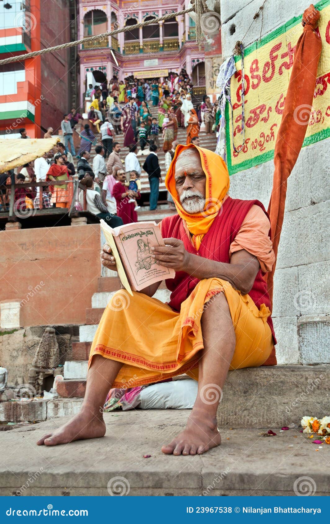 Hindu priest in Varanasi editorial stock photo. Image of person - 23967538