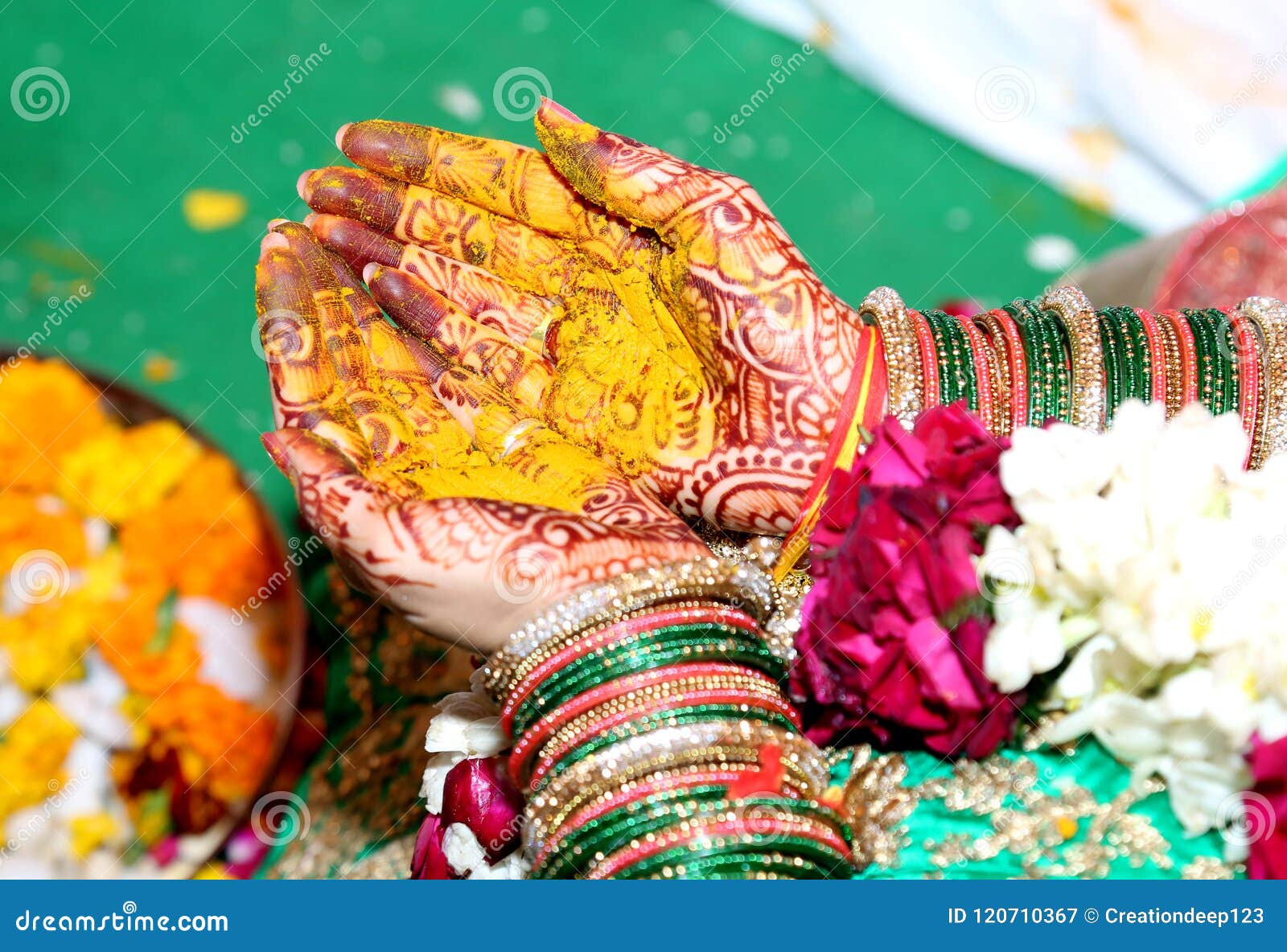 Hindu Rituals Haldi on Bride`s Hands Phere Stock Image - Image of india ...