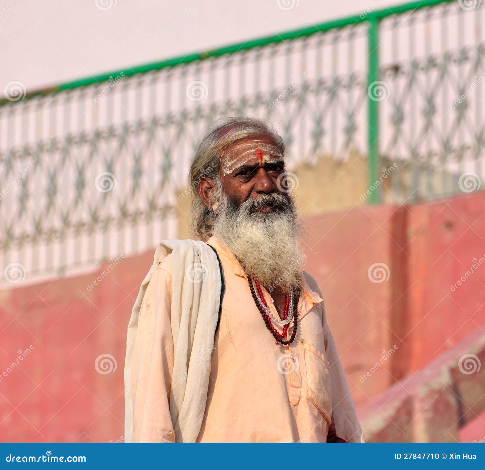Hindu Sadhu, Holy Men And Big Bull In Street On The Ghat Near The ...