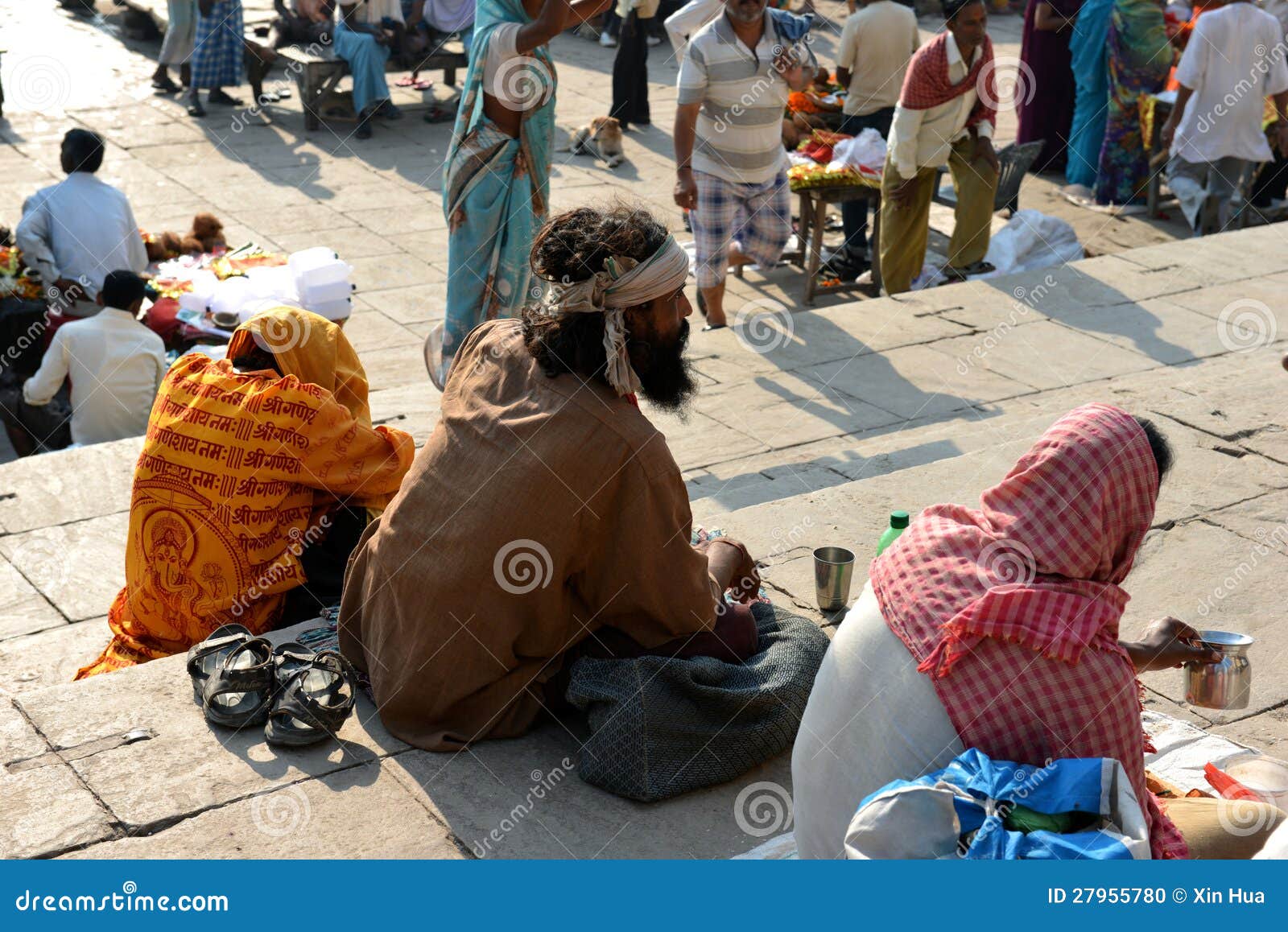 Hindu Sadhu Begging on Ghats Editorial Image - Image of diverse ...