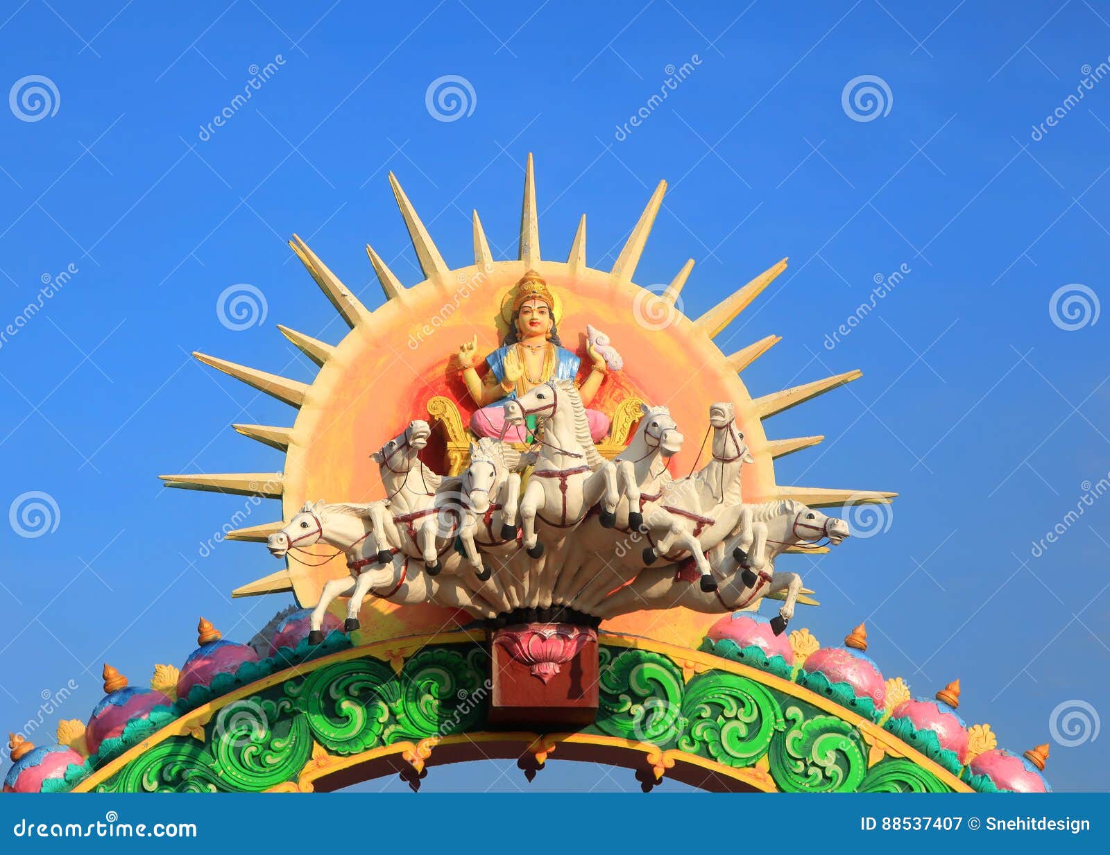 Hindu sun god Surya stock image. Image of horses, sculpt - 88537407