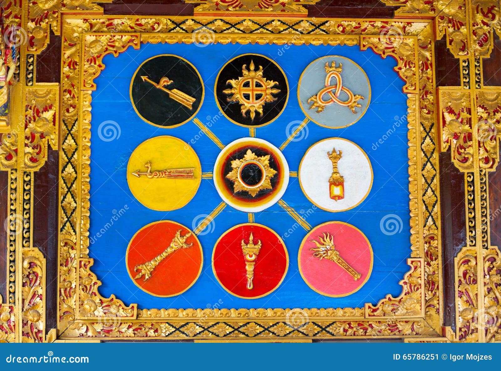 Hindu Symbols on Gate of Temple Stock Image - Image of goddess, culture ...